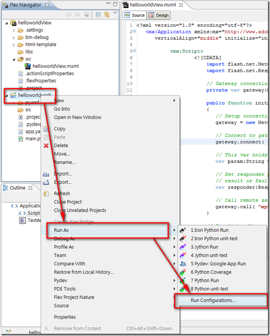 阿莫的學習旅程: GAE+Python+PyAMF+Flex進階（一）：Python Project + Flex Project